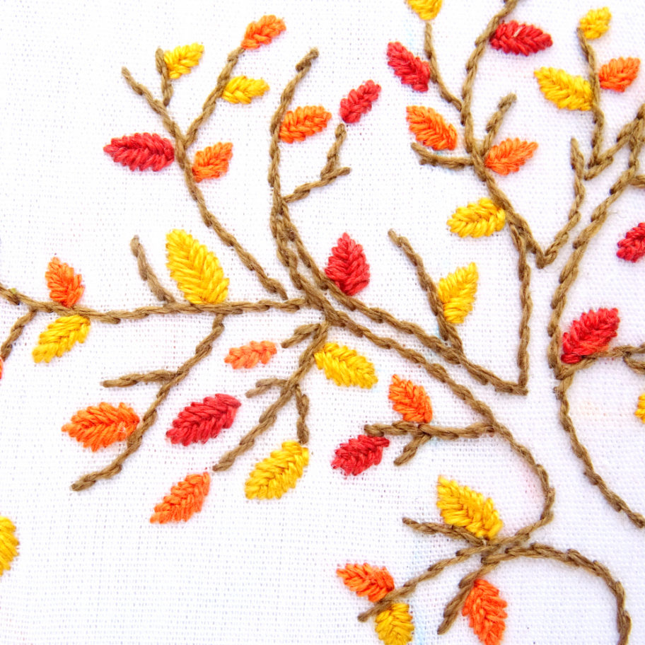 Autumn Tree Hand Embroidery Pattern - Wandering Threads Embroidery