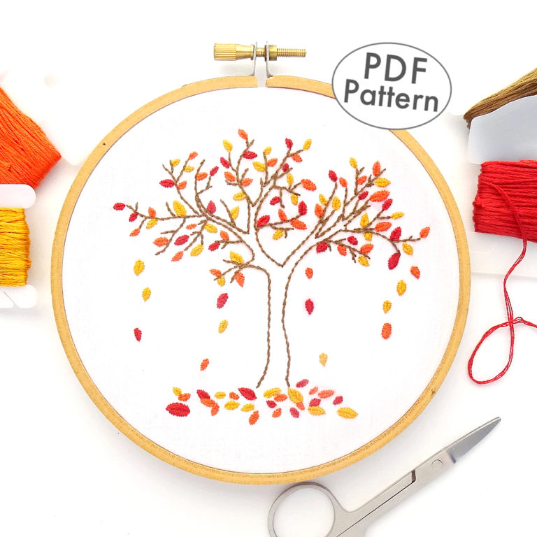 Autumn Tree Hand Embroidery Pattern - Wandering Threads Embroidery