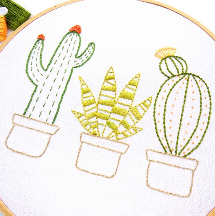 Cactus Trio Hand Embroidery Pattern - Wandering Threads Embroidery