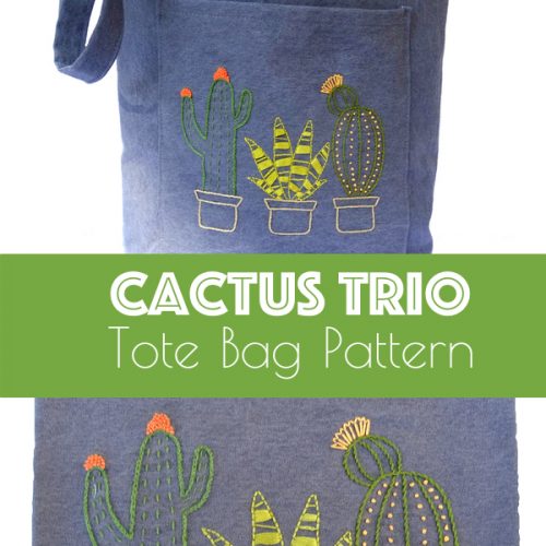 Cactus Embroidery Tote Bag Pattern - Wandering Threads Embroidery