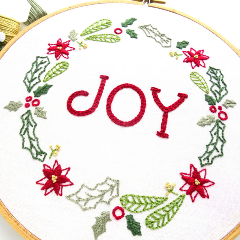 Christmas Wreath Hand Embroidery Pattern - Wandering Threads Embroidery