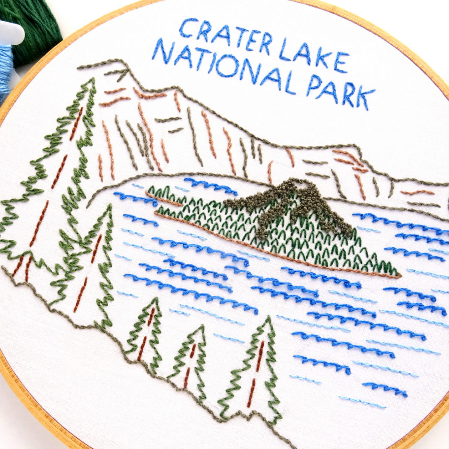 Crater Lake National Park Hand Embroidery Pattern - Wandering Threads ...