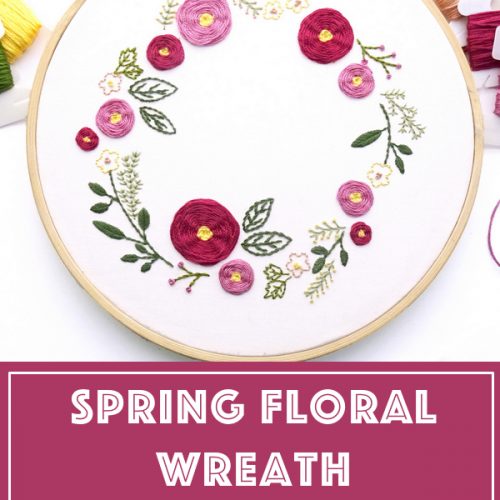 Spring Wreath Hand Embroidery Pattern - Wandering Threads Embroidery