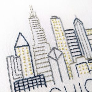 Chicago Skyline Hand Embroidery Pattern - Wandering Threads Embroidery