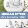 Chicago Skyline Hand Embroidery Pattern - Wandering Threads Embroidery