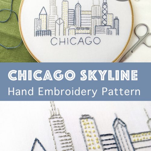 Chicago Skyline Hand Embroidery Pattern - Wandering Threads Embroidery