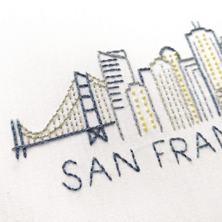 San Francisco Skyline Hand Embroidery Pattern - Wandering Threads ...
