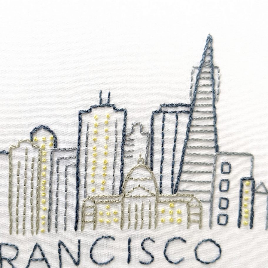 San Francisco Skyline Hand Embroidery Pattern - Wandering Threads ...