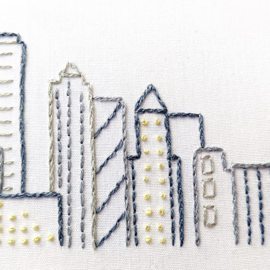 Seattle City Skyline Hand Embroidery Pattern - Wandering Threads Embroidery