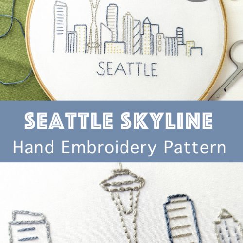Seattle City Skyline Hand Embroidery Pattern - Wandering Threads Embroidery