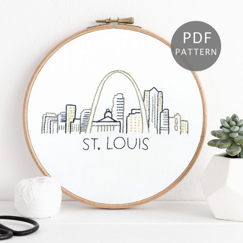 St Louis Skyline Hand Embroidery Pattern - Wandering Threads Embroidery