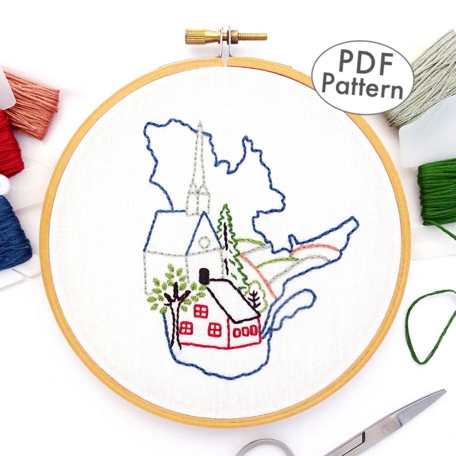 Quebec Hand Embroidery Pattern - Wandering Threads Embroidery