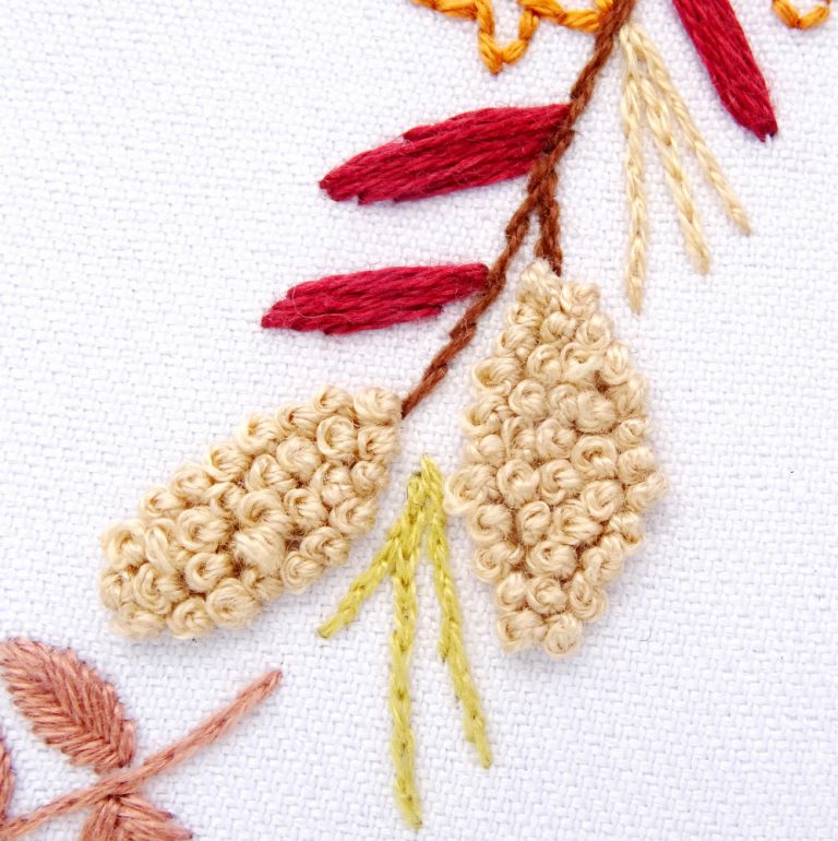 Autumn Wreath Hand Embroidery Pattern - Wandering Threads Embroidery