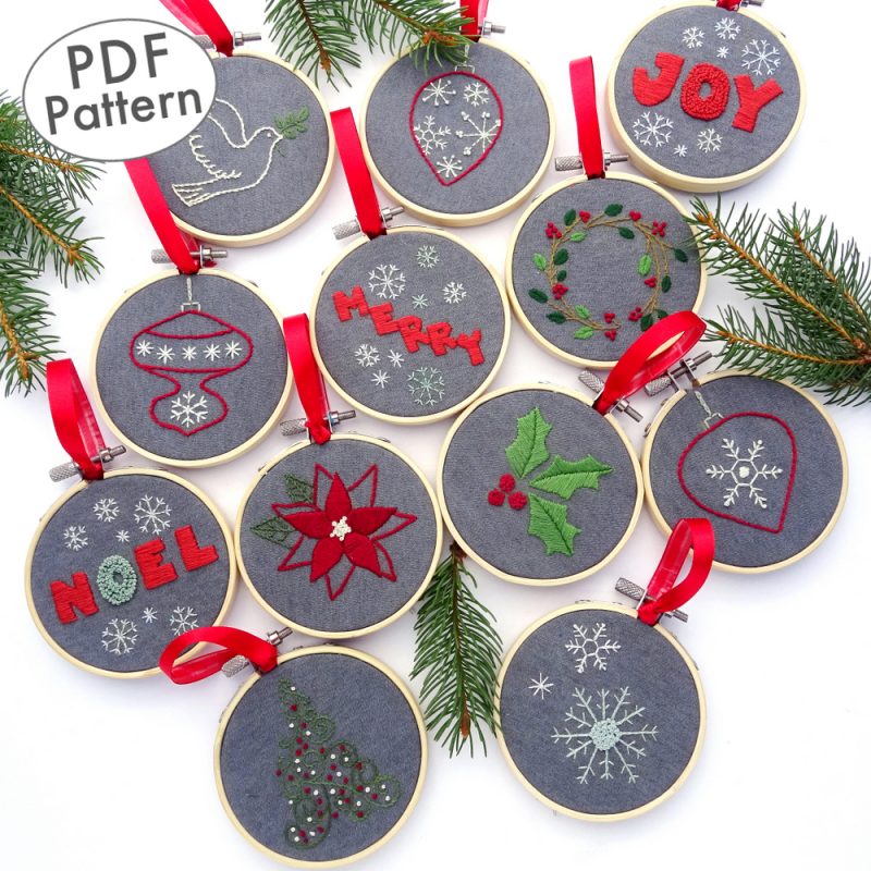 Christmas Characters Ornament Set Hand Embroidery Pattern - Wandering ...