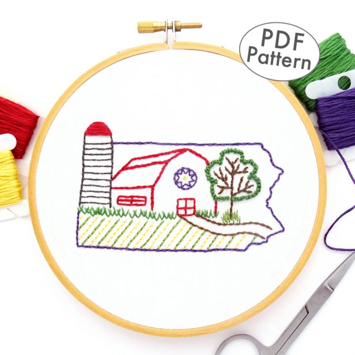 Pennsylvania Hand Embroidery Pattern - Wandering Threads Embroidery