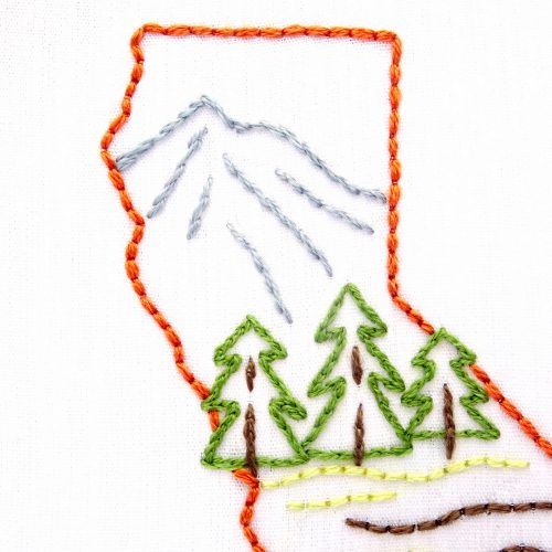 California Hand Embroidery Pattern - Wandering Threads Embroidery