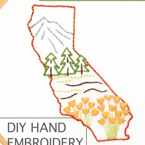 California Hand Embroidery Pattern - Wandering Threads Embroidery