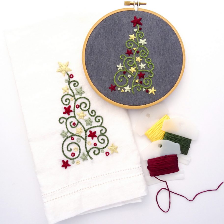 Holiday Tree Trio Hand Embroidery Pattern - Wandering Threads Embroidery