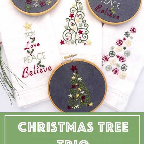 Holiday Tree Trio Hand Embroidery Pattern - Wandering Threads Embroidery