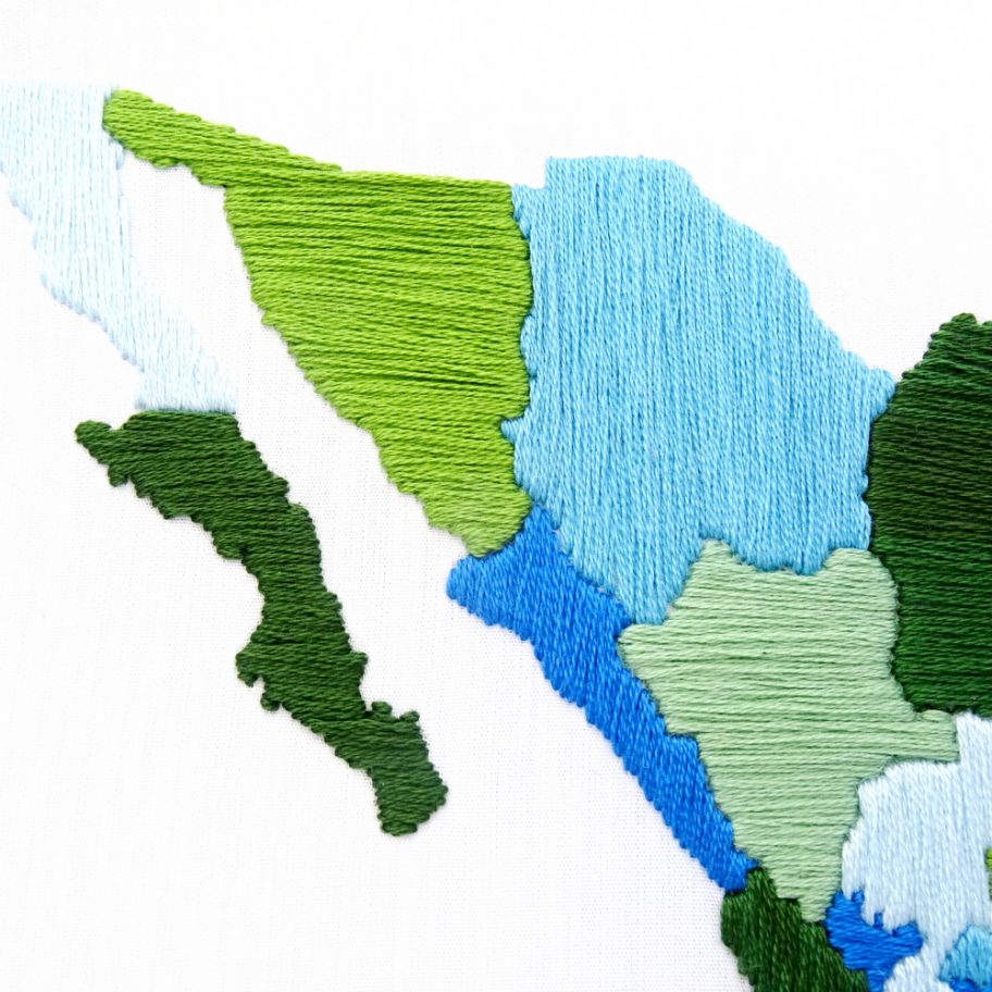 Mexico Travel Map Hand Embroidery Pattern - Wandering Threads Embroidery
