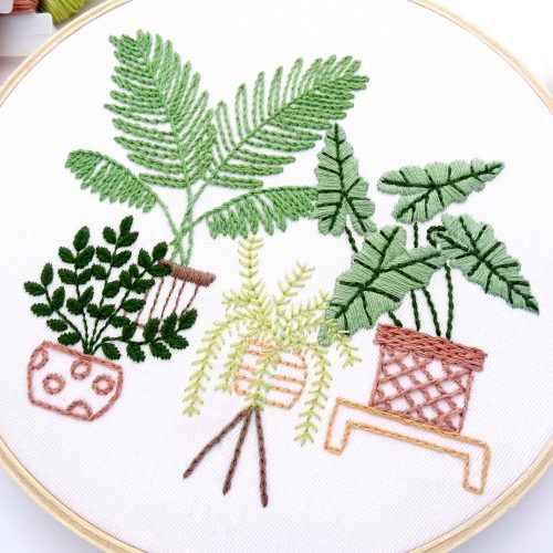 Tropical Leaves Hand Embroidery Pattern - Wandering Threads Embroidery