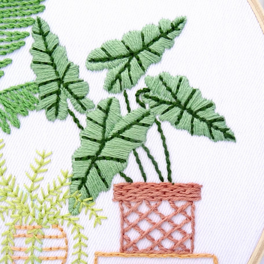 Tropical Leaves Hand Embroidery Pattern - Wandering Threads Embroidery