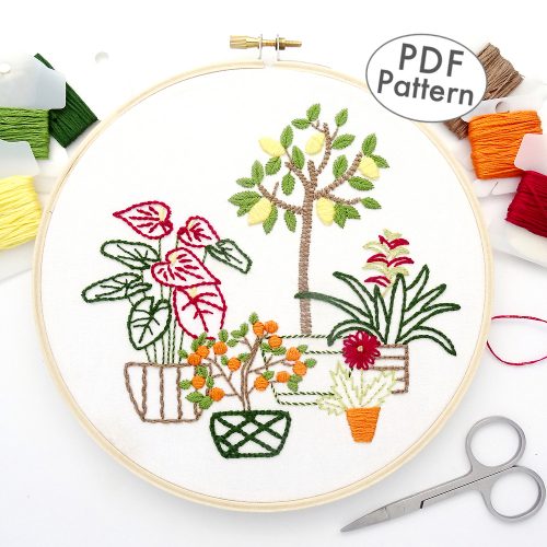 Flowers & Fruit Hand Embroidery Pattern - Wandering Threads Embroidery