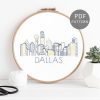 Dallas Skyline Hand Embroidery Pattern - Wandering Threads Embroidery