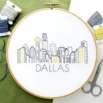 Dallas Skyline Hand Embroidery Pattern - Wandering Threads Embroidery