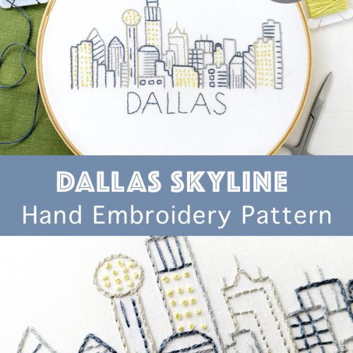 Dallas Skyline Hand Embroidery Pattern - Wandering Threads Embroidery