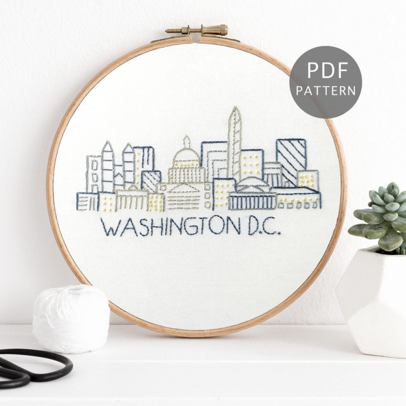 Washington D.C. Skyline Hand Embroidery Pattern - Wandering Threads ...