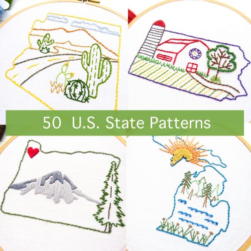 50 U.S. State Hand Embroidery Patterns - Wandering Threads Embroidery