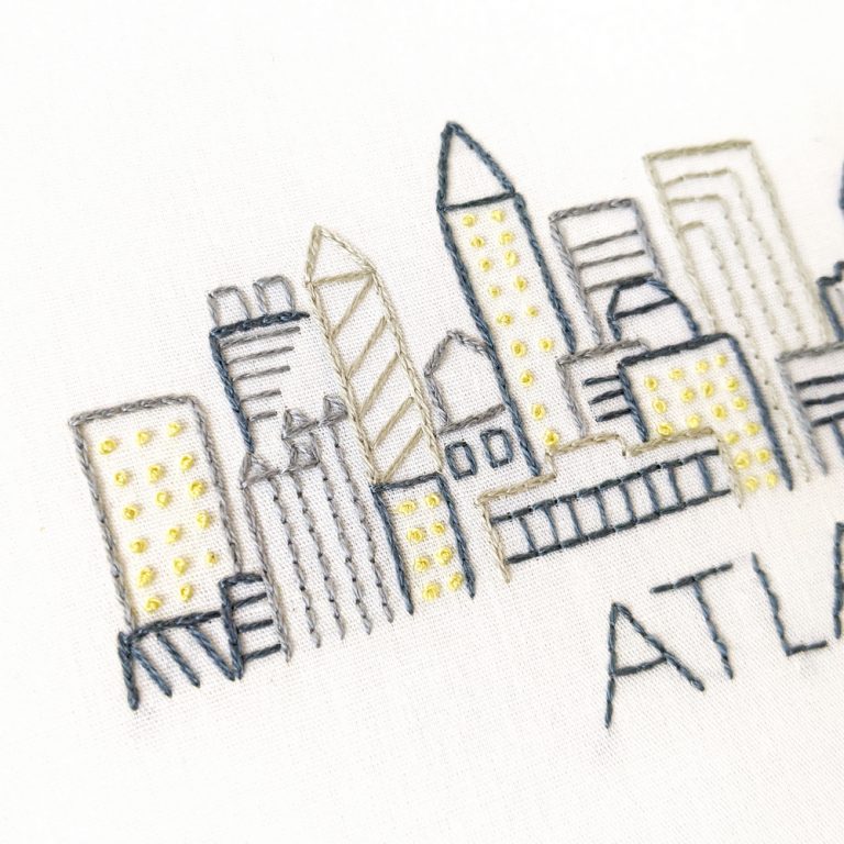 Atlanta City Skyline Hand Embroidery Pattern - Wandering Threads Embroidery