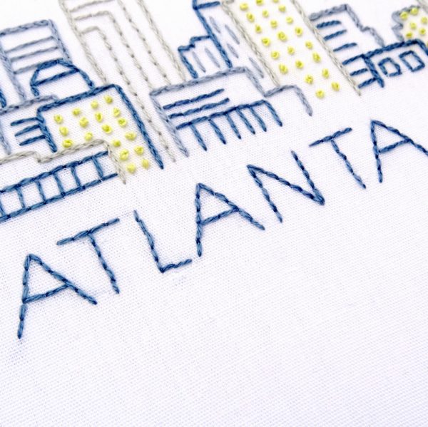 Atlanta City Skyline Hand Embroidery Pattern - Wandering Threads Embroidery