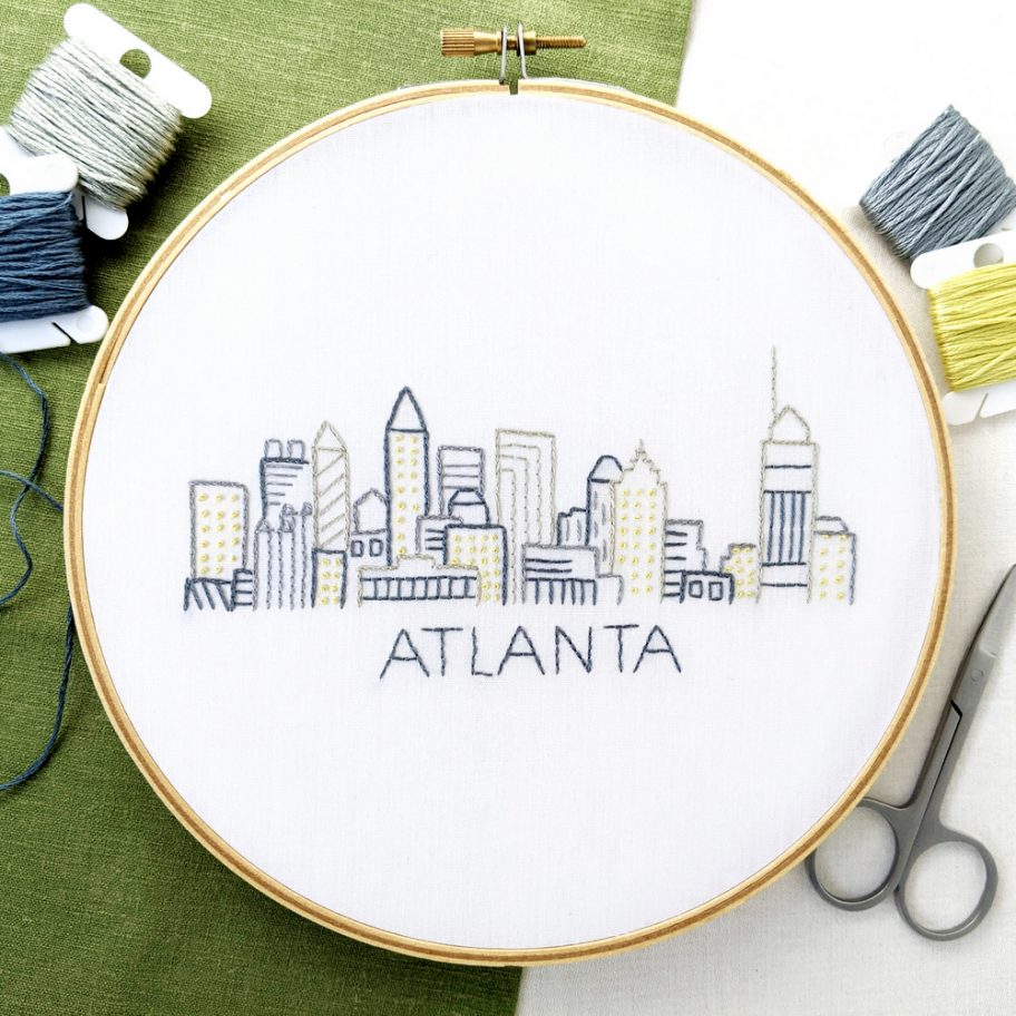 Atlanta City Skyline Hand Embroidery Pattern - Wandering Threads Embroidery