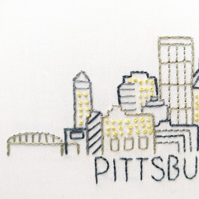 Pittsburgh Skyline Hand Embroidery Pattern - Wandering Threads Embroidery
