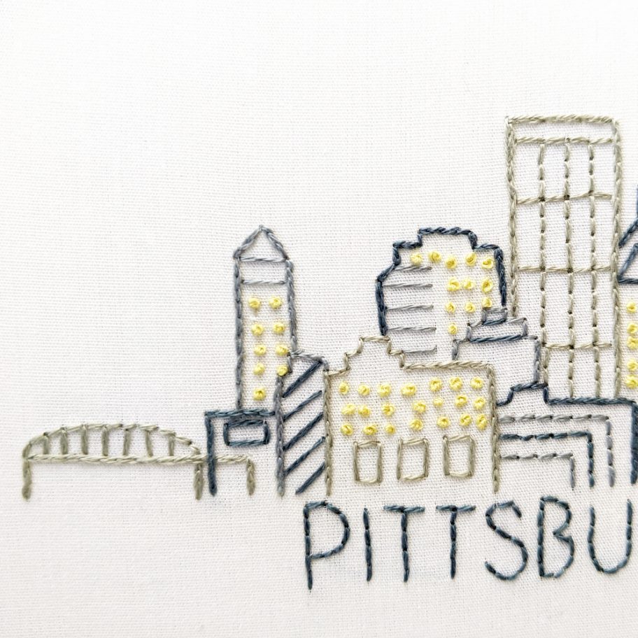 Pittsburgh Skyline Hand Embroidery Pattern - Wandering Threads Embroidery