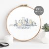 Pittsburgh Skyline Hand Embroidery Pattern - Wandering Threads Embroidery