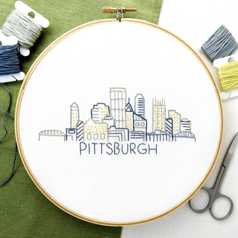 Pittsburgh Skyline Hand Embroidery Pattern - Wandering Threads Embroidery