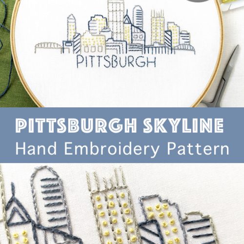 Pittsburgh Skyline Hand Embroidery Pattern - Wandering Threads Embroidery