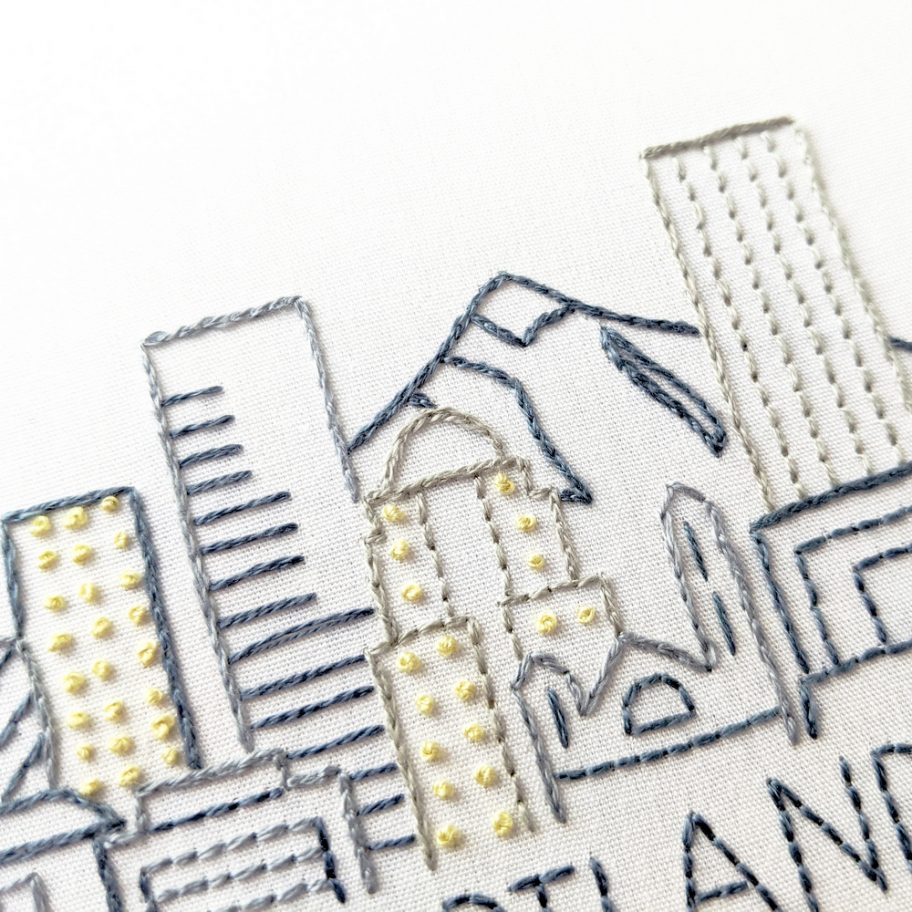 Portland City Skyline Hand Embroidery Pattern - Wandering Threads ...