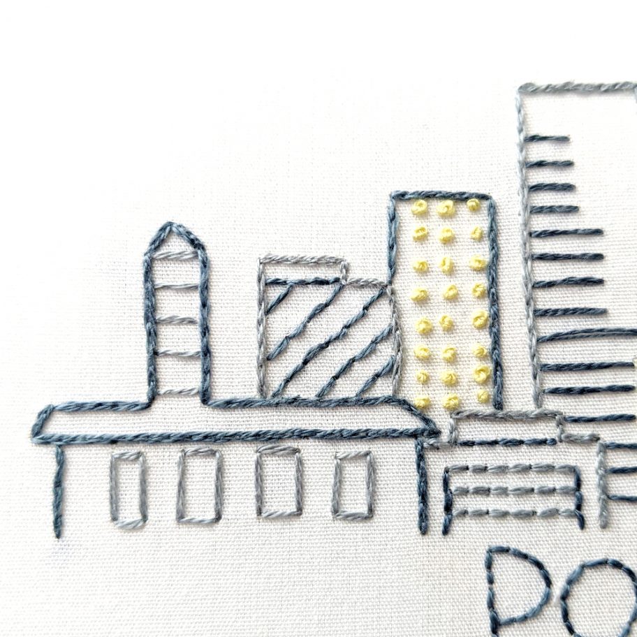 Portland City Skyline Hand Embroidery Pattern - Wandering Threads ...