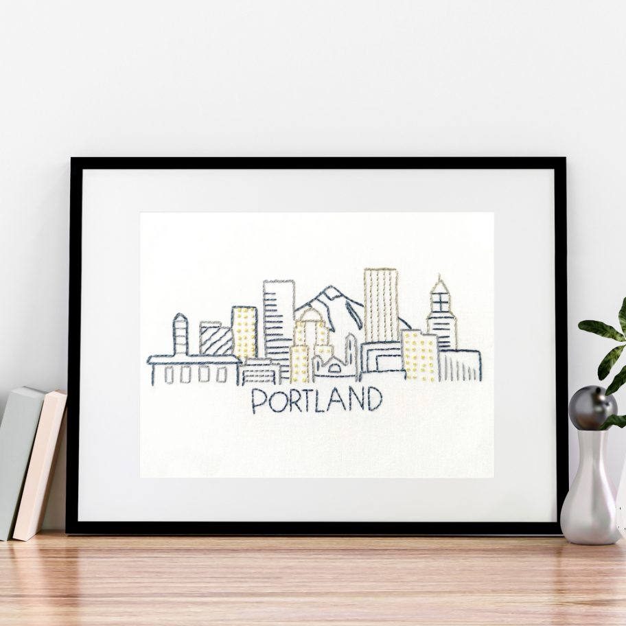 Portland City Skyline Hand Embroidery Pattern - Wandering Threads ...