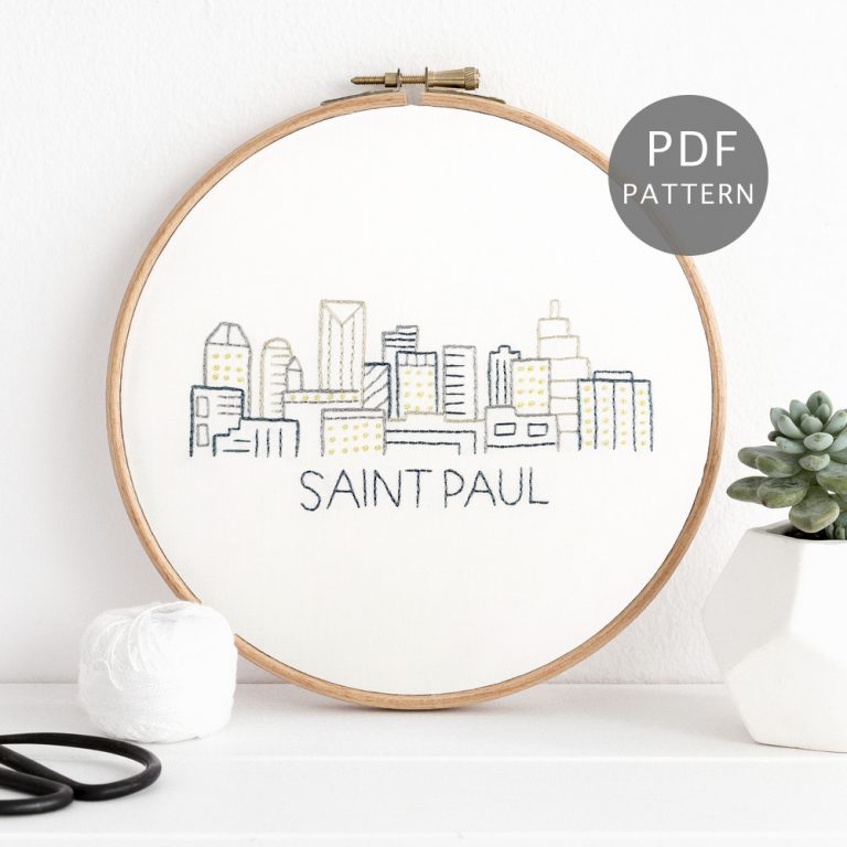 Saint Paul Skyline Hand Embroidery Pattern - Wandering Threads Embroidery