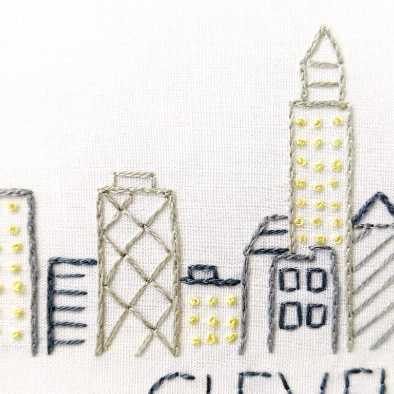 Cleveland City Skyline Hand Embroidery Pattern - Wandering Threads ...