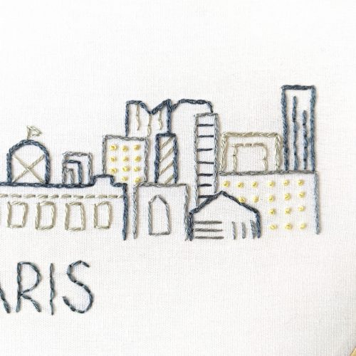 Paris City Skyline Hand Embroidery Pattern - Wandering Threads Embroidery