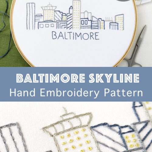 Baltimore City Skyline Hand Embroidery Pattern - Wandering Threads ...