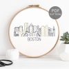 Boston City Skyline Hand Embroidery Pattern - Wandering Threads Embroidery