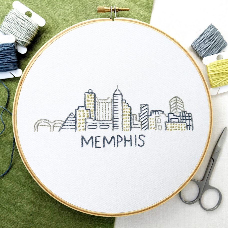 Memphis Skyline Hand Embroidery Pattern - Wandering Threads Embroidery