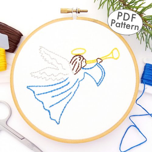 Christmas Angel Hand Embroidery Pattern - Wandering Threads Embroidery